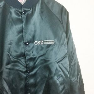 Vintage | Jackets & Coats | Rare Vintage Csx Train Teal Satin Bomber ...